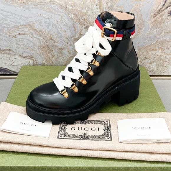 Gucci | Shoes | New Gucci Sylvie Web Womens Lace Up Calfskin Leather ...